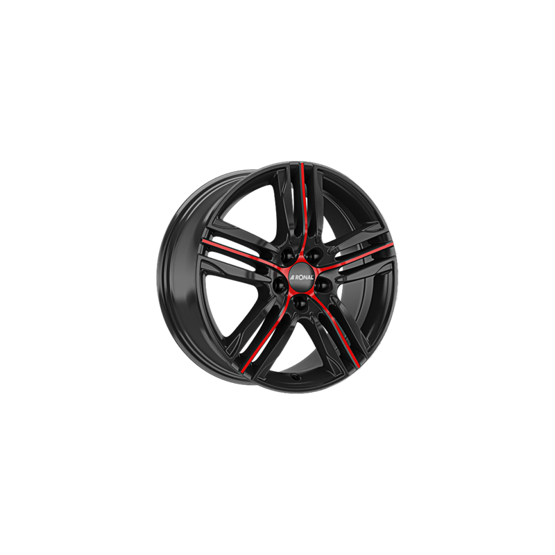 Jante aluminium Ronal R57 MCR, 7,5x17 ET42 5x115 70,2, jetblack-red spoke